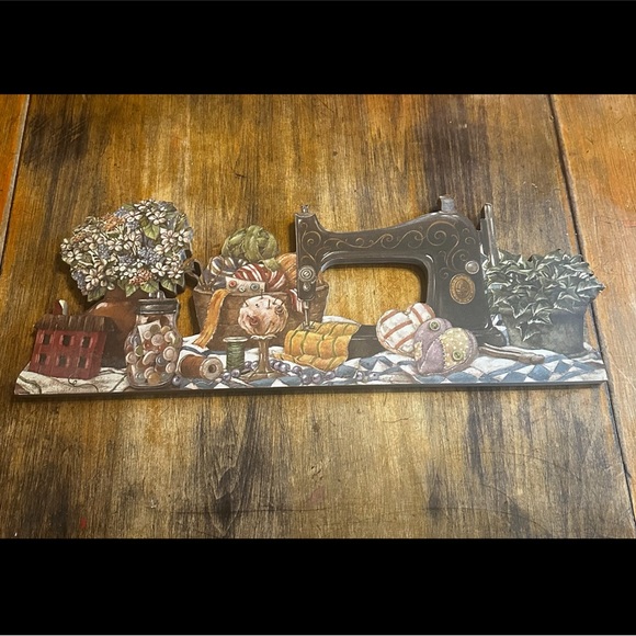Art | Vintage Pressed Board Antique Sewing Machine Wall Hanging Decor 2 ...